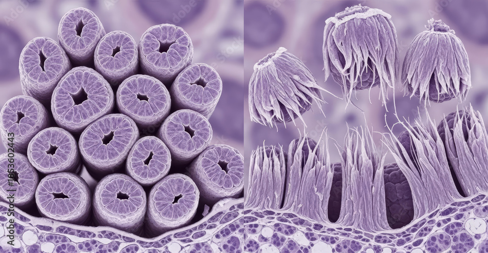 Photo Stock Scanning electron micrograph of taste bud structure showing ...