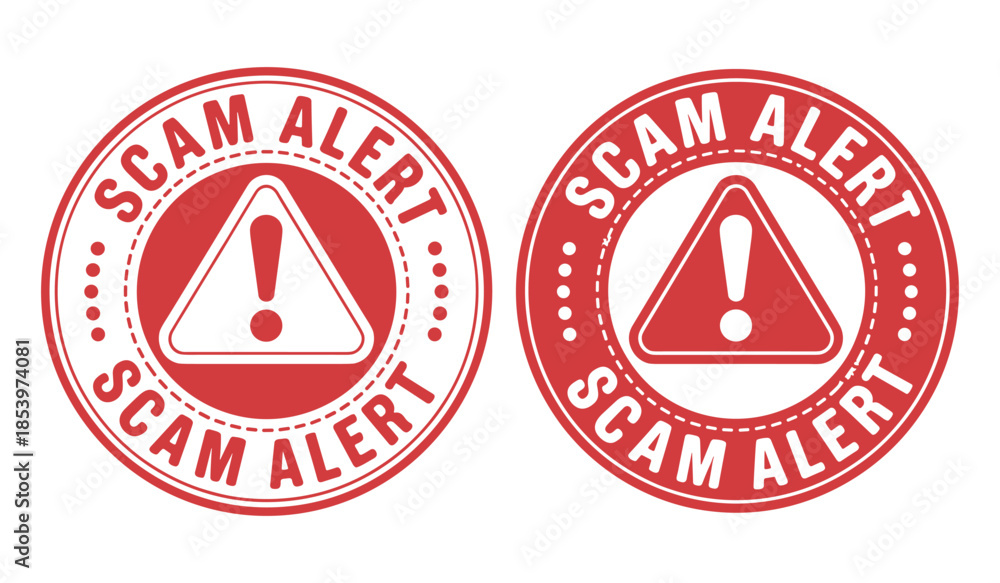 Vector de Stock Scam alert warning signs indicating potential ...