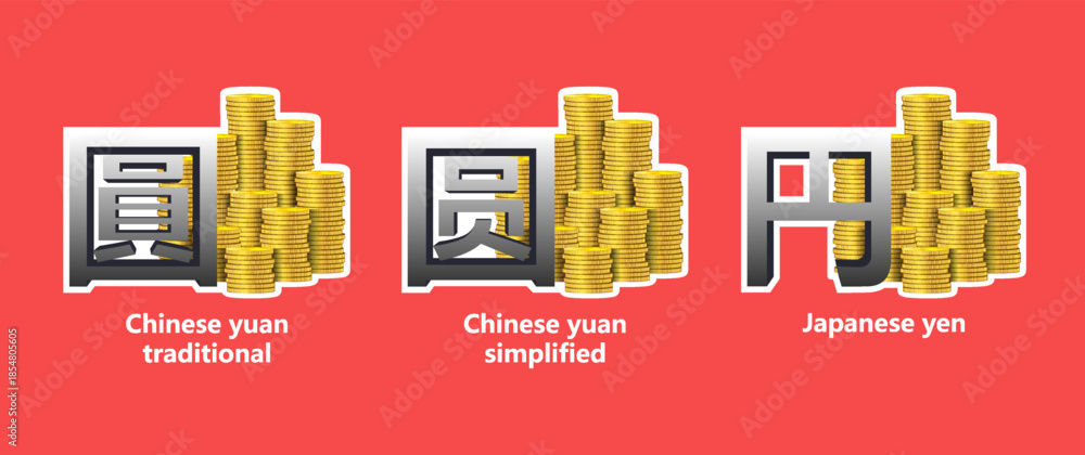 Vector de Stock Vector set of asian currency symbols. Financial and ...