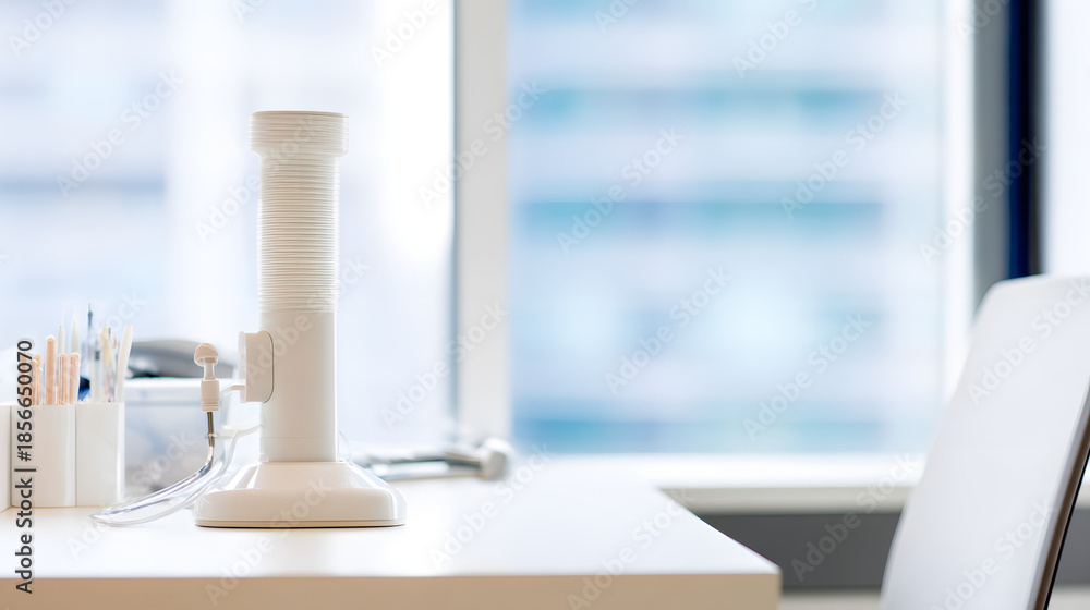 spirometer. Pulmonologist's office with a modern spirometer on counter ...