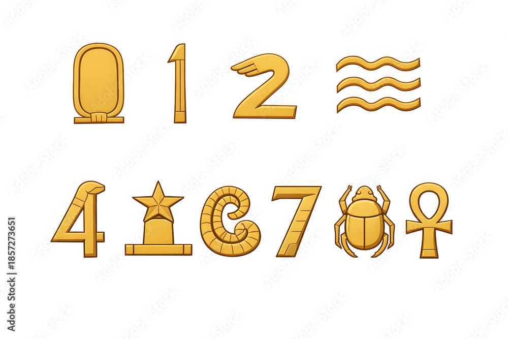 Stock-Illustration „Ancient Egyptian Numeral Symbols: A collection of ...
