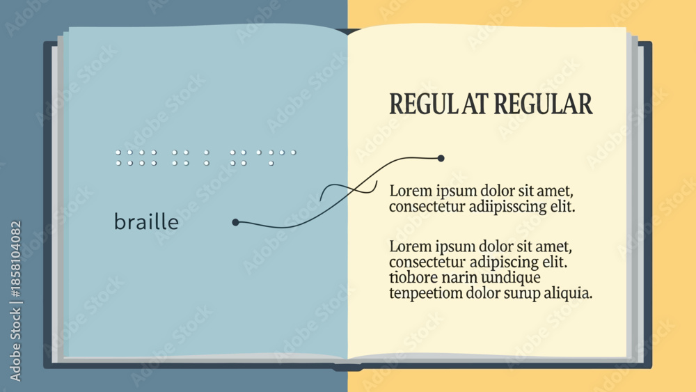 An open book displaying the contrast between tactile braille script on ...
