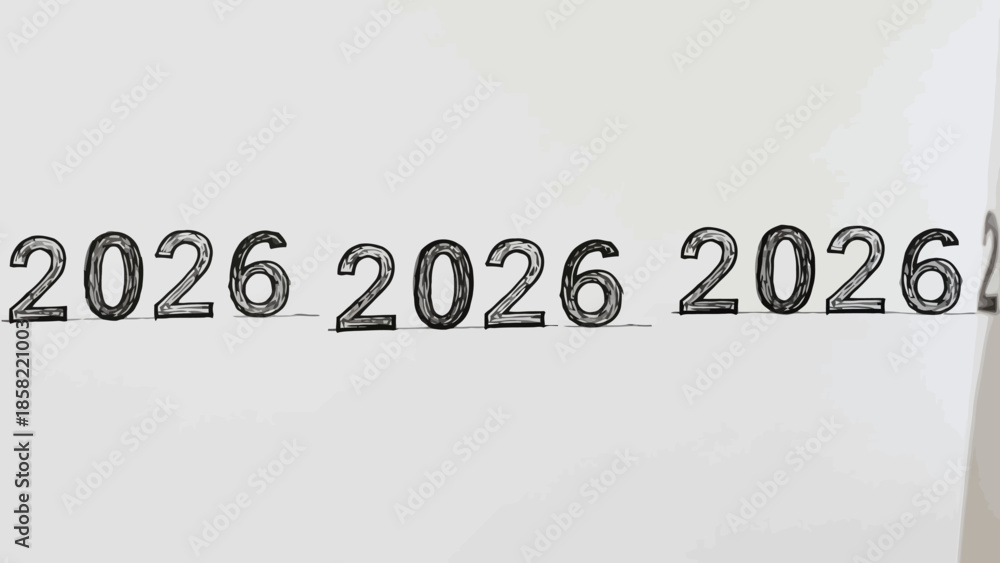Stock-Vektorgrafik „2026 New Year minimal background with repeated 2026 ...