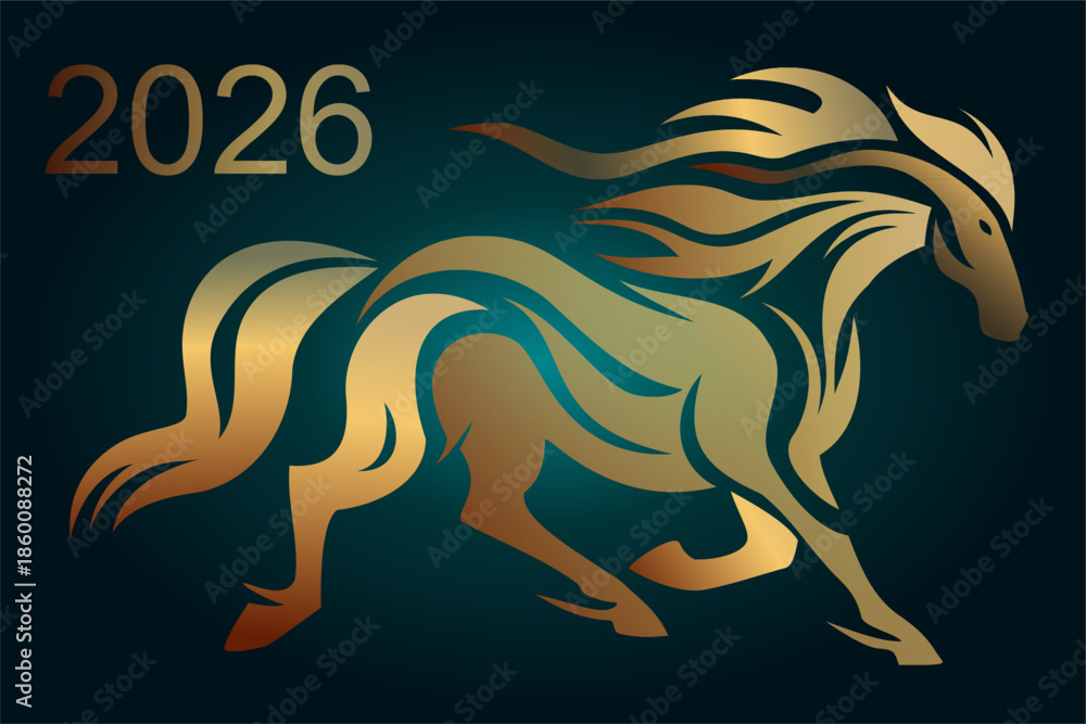 Vector de Stock Symbol of 2026 Fire Horse Vector Abstract Running Horse ...