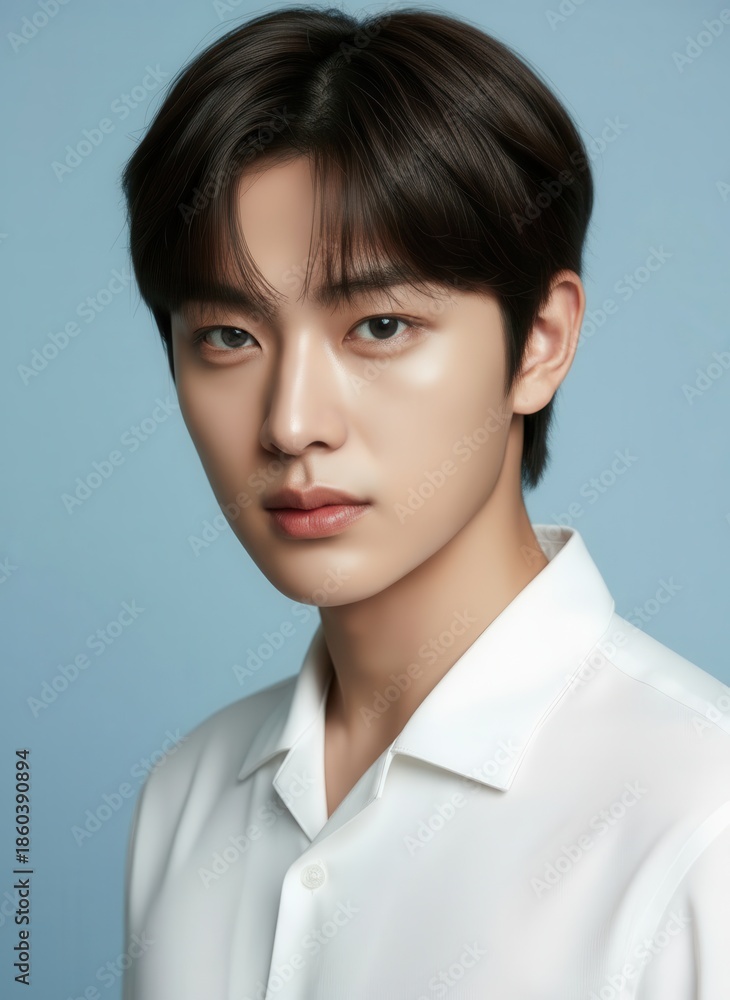 Youthful Radiance: Handsome Young Korean Man with K-pop Idol Visuals ...