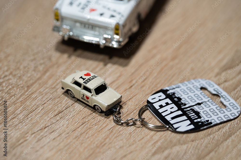 Stock-Foto „Berlin Germany 30 December 2025. Two toy Trabant cars, the ...