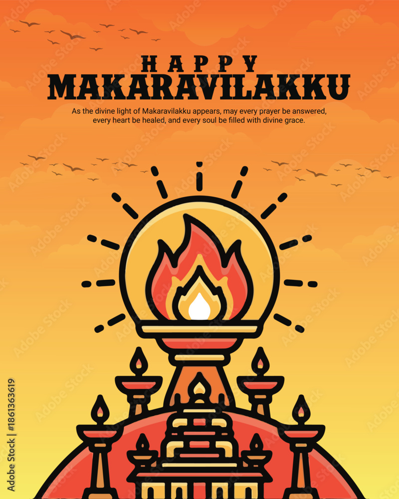Makaravilakku Festival Illustration – Sabarimala Ayyappa Jyothi, Sacred ...