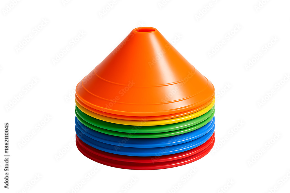 Stack of colorful training cones 3d model for sports practice football ...