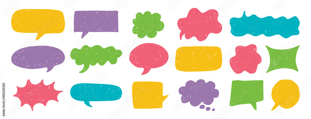 Vetor do Stock speech bubble texture chalk pencil doodle set. Crayon ...