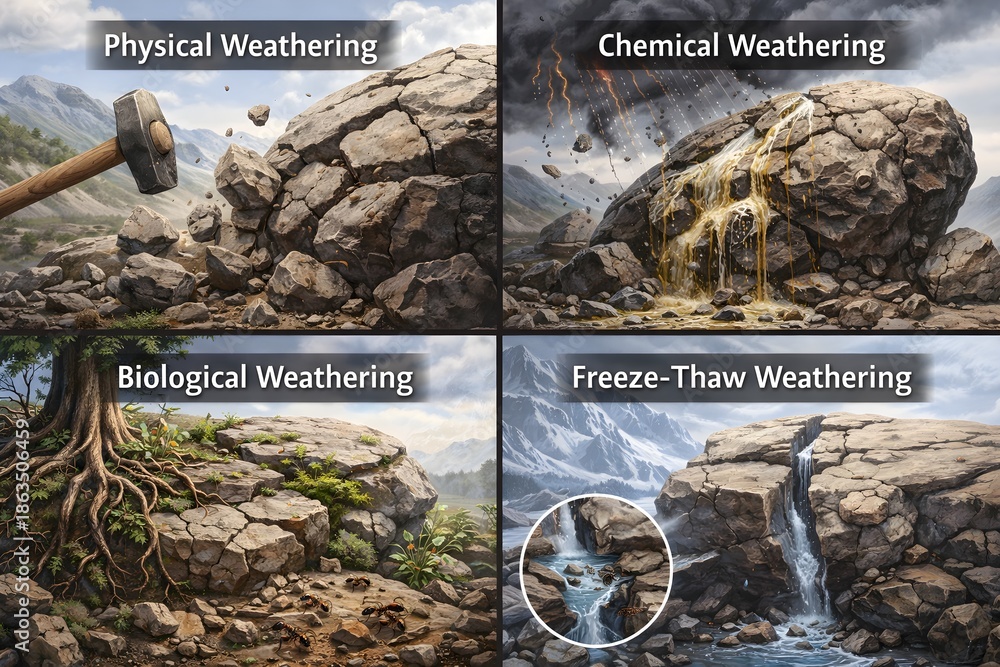 Types of Weathering in Earth Science-Mechanical, Chemical, and ...