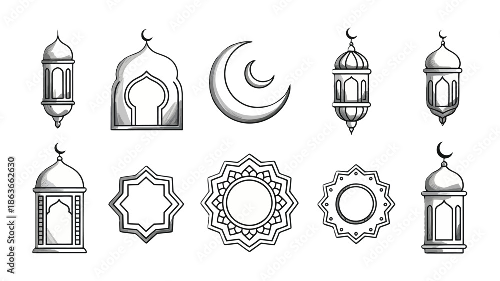 Stock-Vektorgrafik „Islamic elements: An artistic depiction of ...