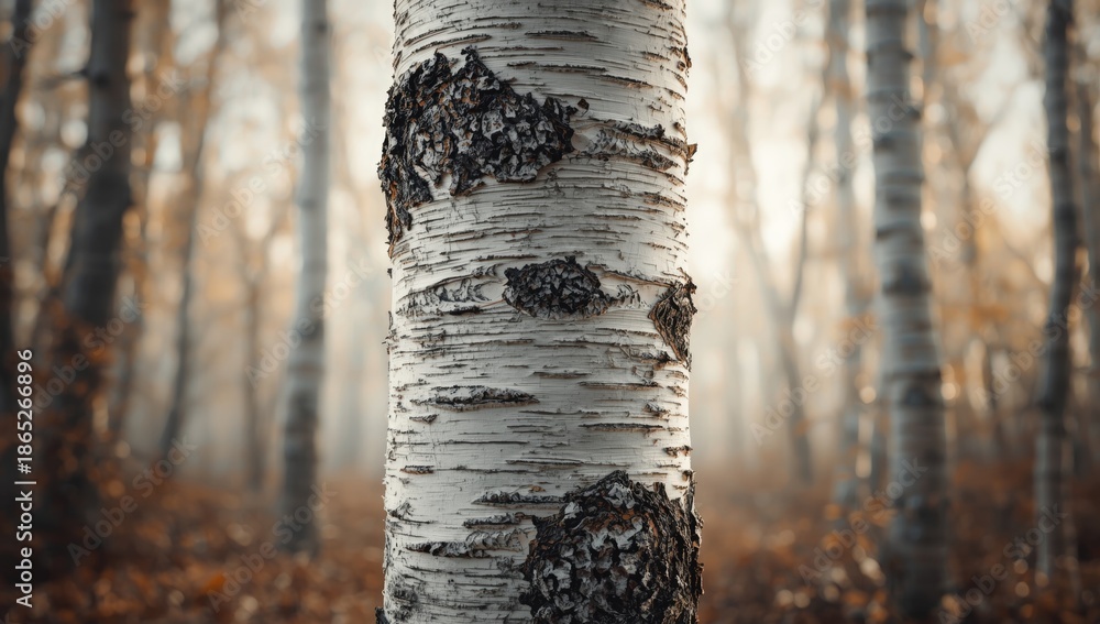Birch bark with vertical streaks serving as a background for layout or ...
