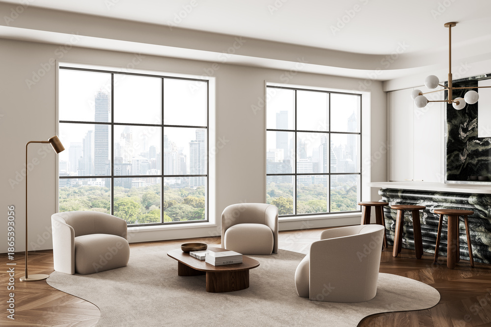 Ilustración de Stock Elegant modern interior design of luxury apartment ...