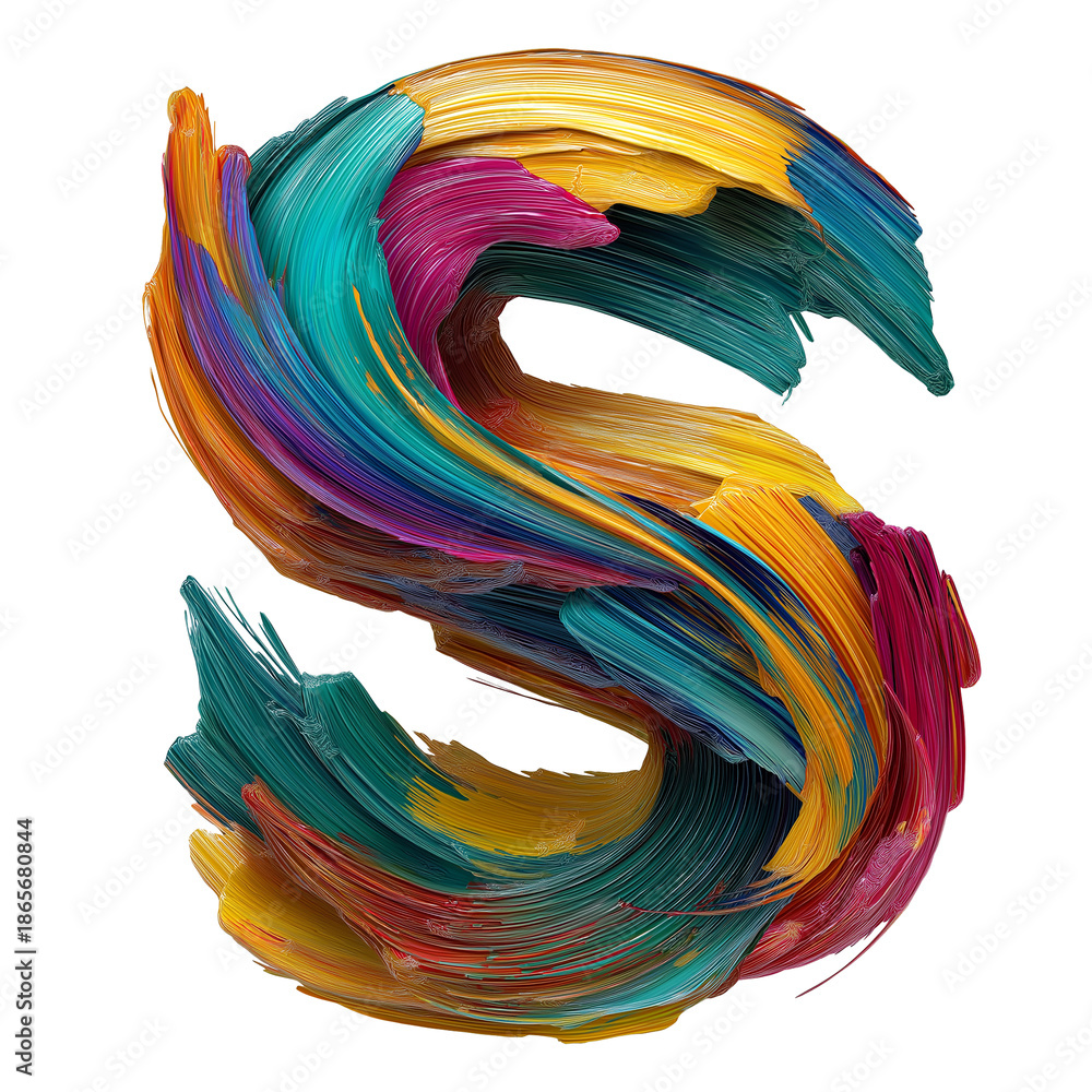 multicolor letter s oil painting style transparent background png 素材庫相片 ...