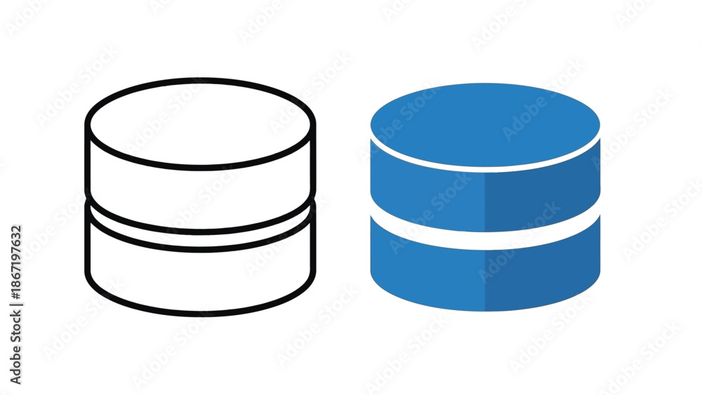 Collection of two distinct database cylinder icons illustrating the ...