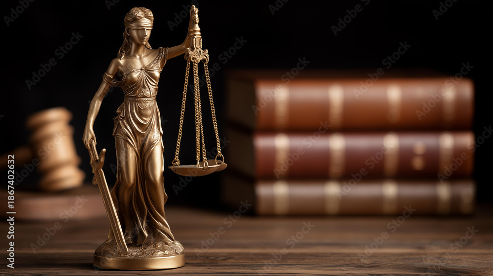 Foto Legal and law statue of Lady Justice scales of justice and books ...