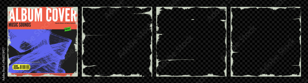 Distressed music cd cover overlay set with album cover design. Grunge ...