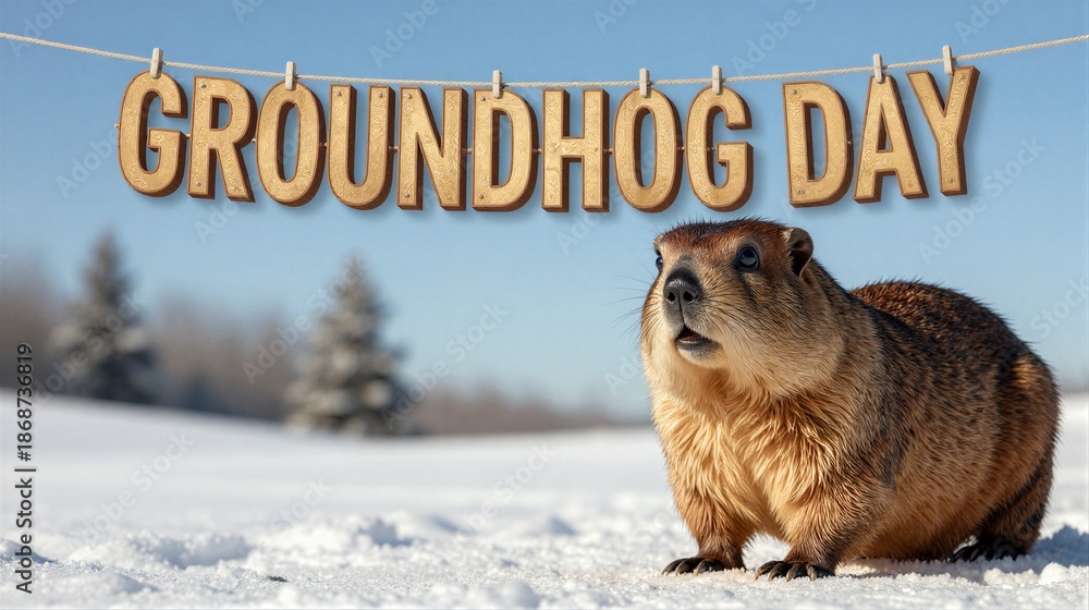 Punxsutawney Phil: Groundhog Day Winter Prediction の Stock イラスト | Adobe ...