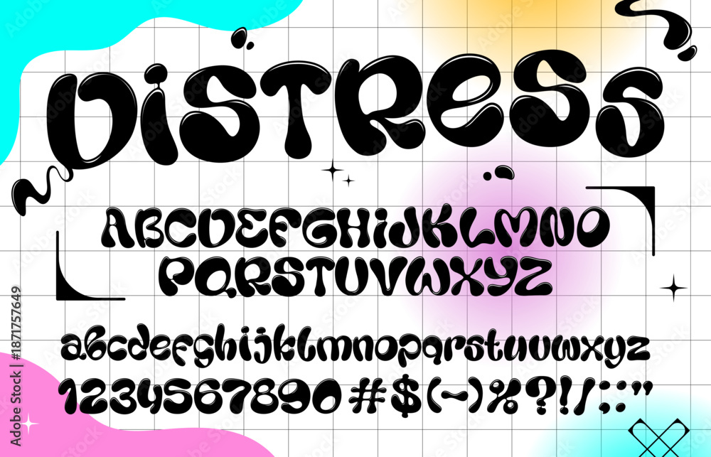 Liquid bubble font, funky wavy type, y2k letters typeface, groovy ...