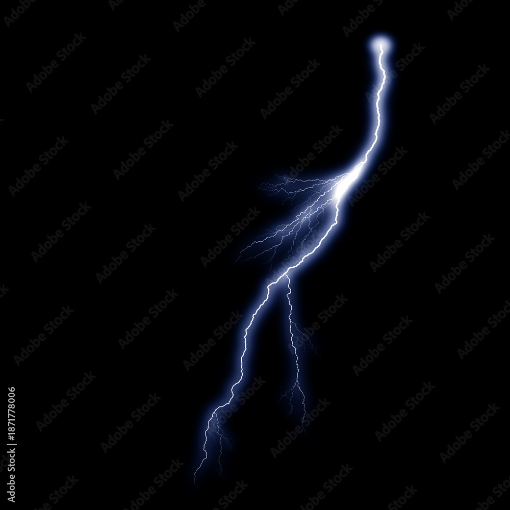 Ilustración de Stock Curved blue lightning overlay bolt, bright rounded ...