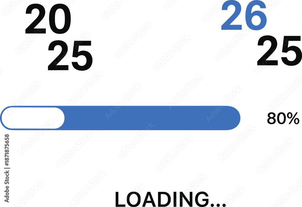 Loading Bar Progress 80 Percent for New Year 2026 Transition from 2025 ...