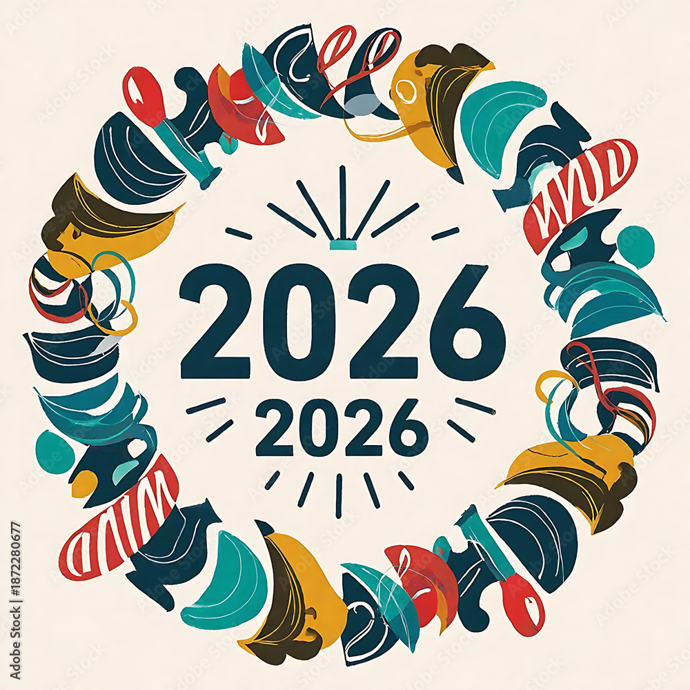 Ilustração do Stock 2026 new year. 2026 year logo. Happy New year 2026 ...
