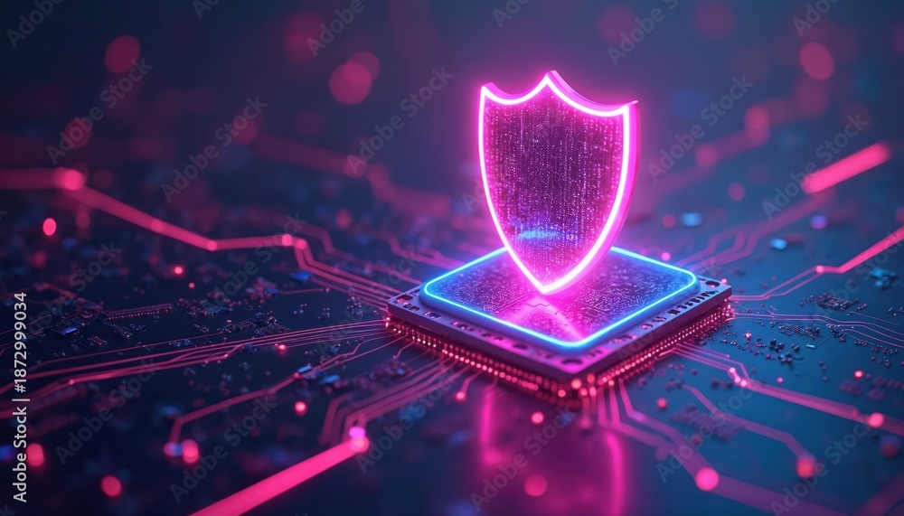 Stock-Illustration „Digital shield protects computer chip and circuits ...