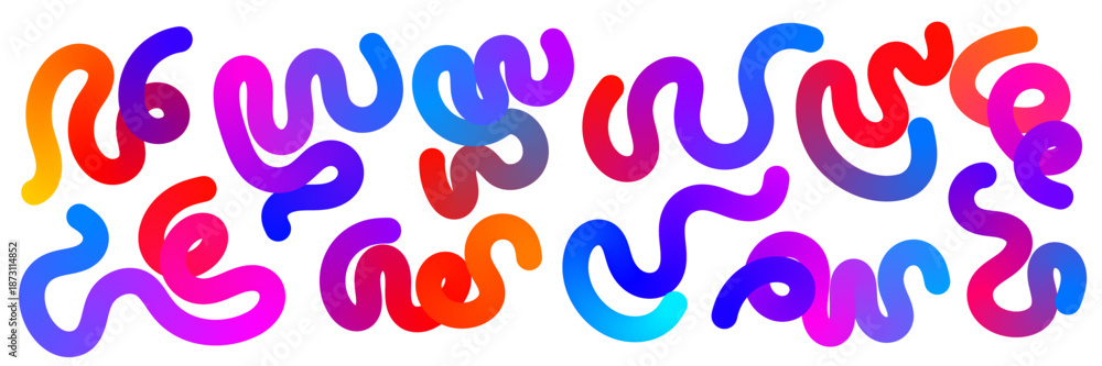 เวกเตอร์ Stock Colorful abstract wavy shapes, wave lines, swirls and ...