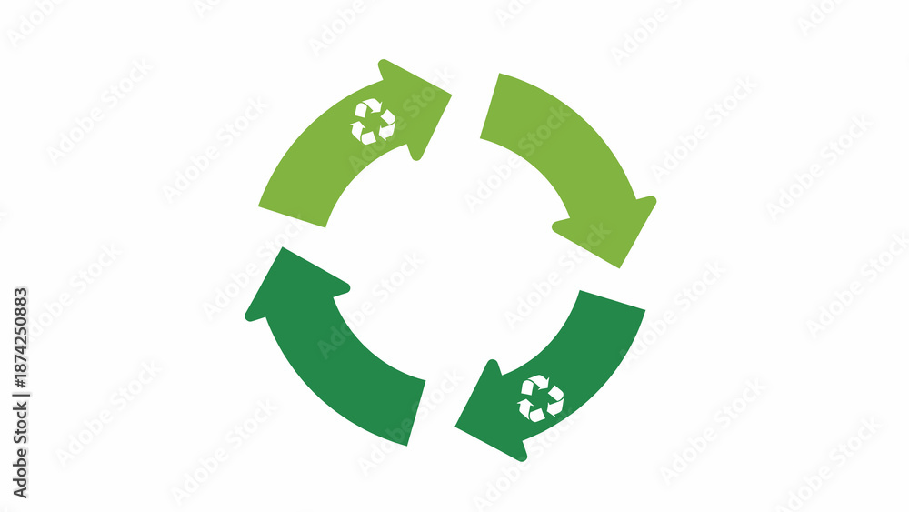 Recycling symbol with arrows showing a continuous cycle of reuse and ...