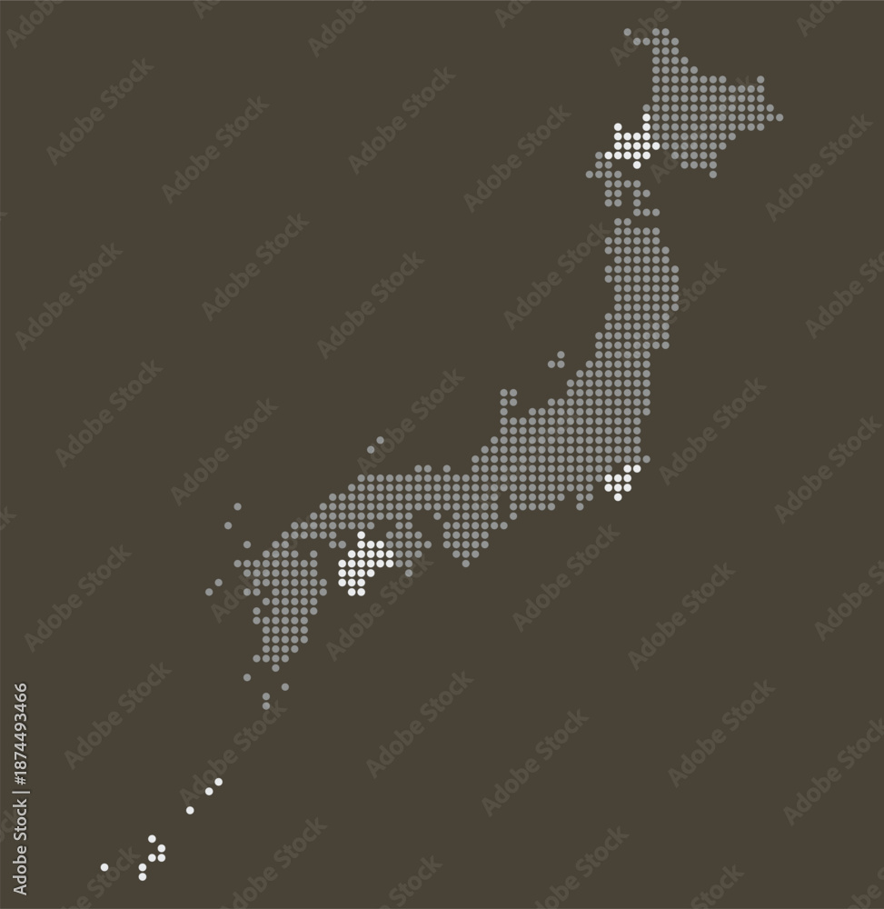 Japan Sustainable Smart City Map with Dotted Precision Grid and ...