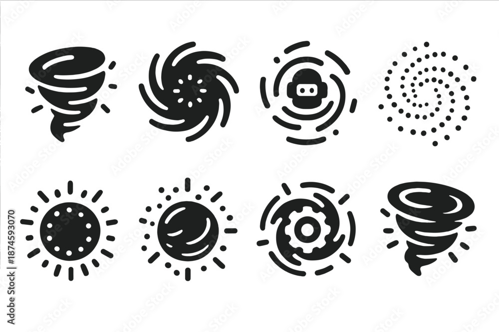 Stock-Vektorgrafik „Blinking Nano Storm Icons. Solid style icons of a ...