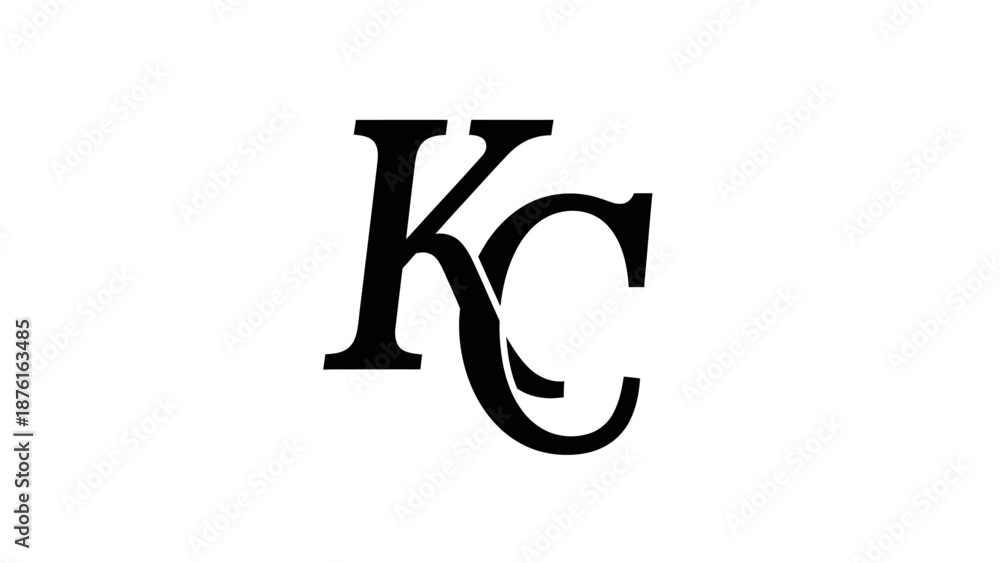 KC Monogram Logo, Elegant Serif Font, Black and White, Minimalist ...
