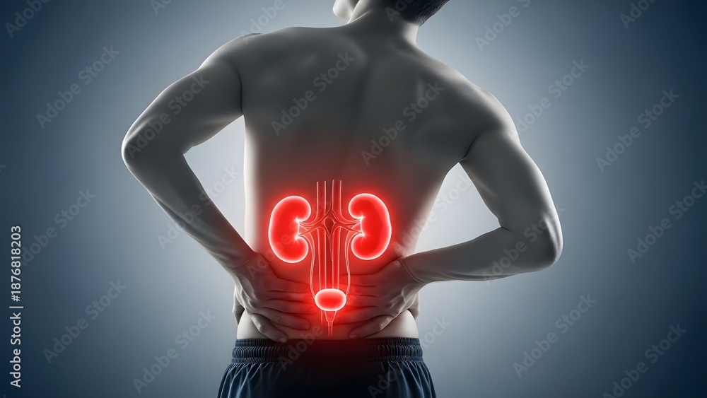 Kidney anatomy and renal health medical illustration. Urinary system ...