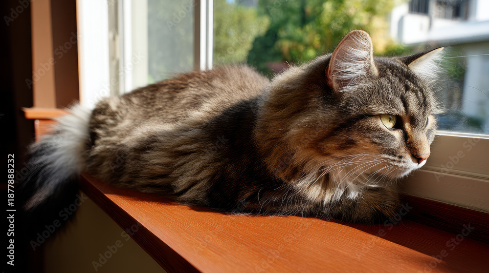 Domestic cat with signs of obesity thick belly and swollen fat muzzle ...