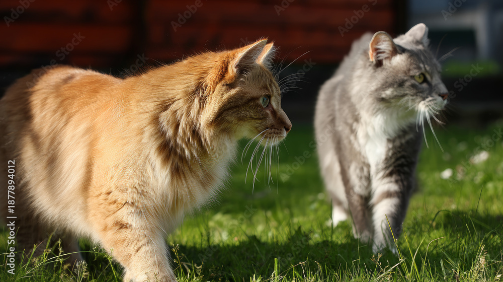 Domestic cat with signs of obesity thick belly and swollen fat muzzle ...