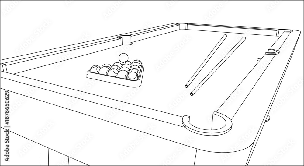 Isometric Perspective Billiard Pool Table Technical Drawing Blueprint ...
