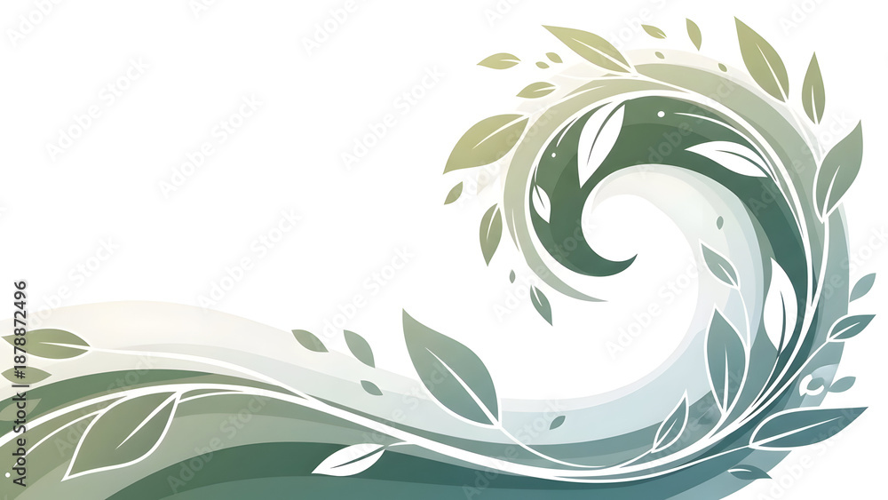 Green leafy wave on white background social media thumbnail poster ...