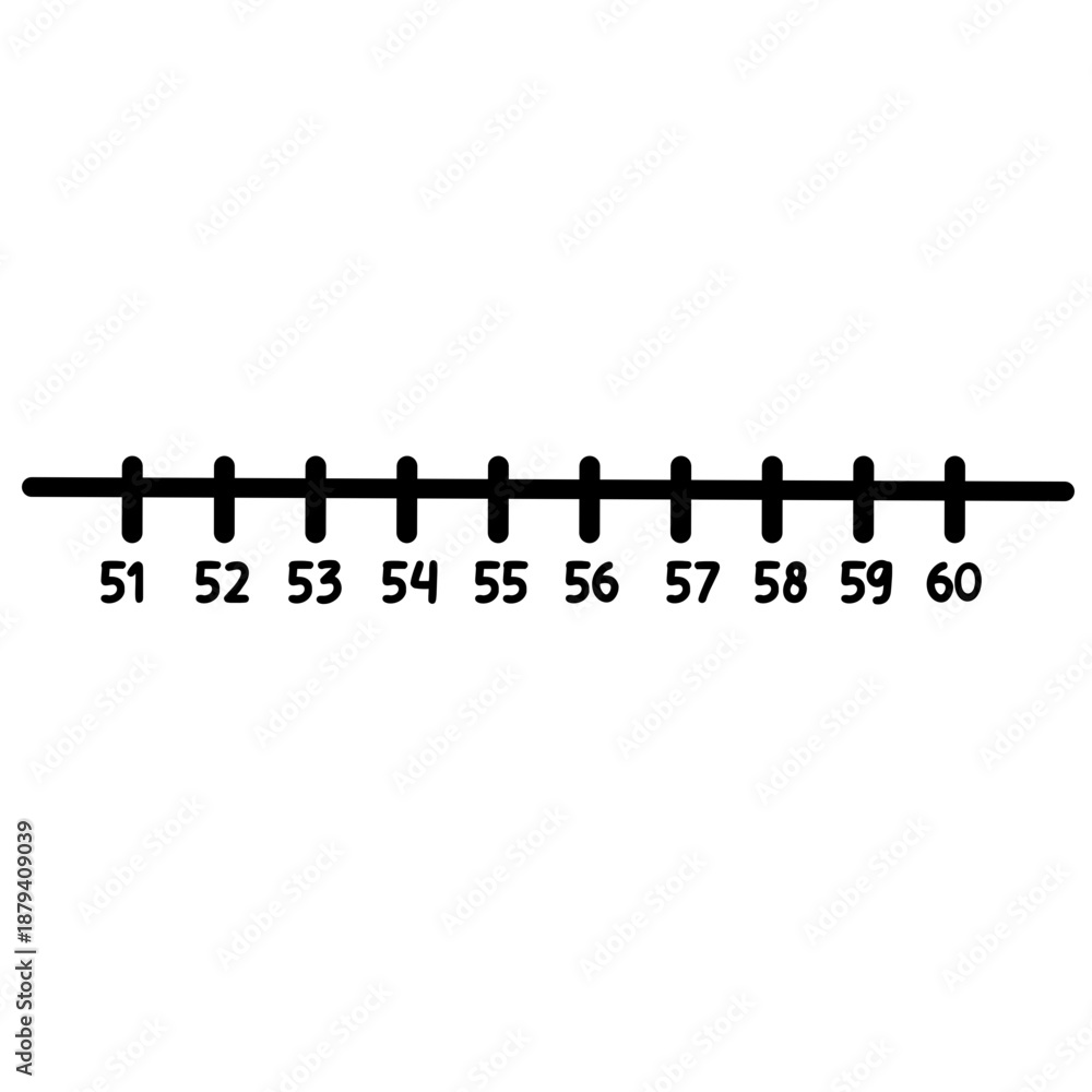 Number line 51 to 60 suitable for teacher templates, customizable ...