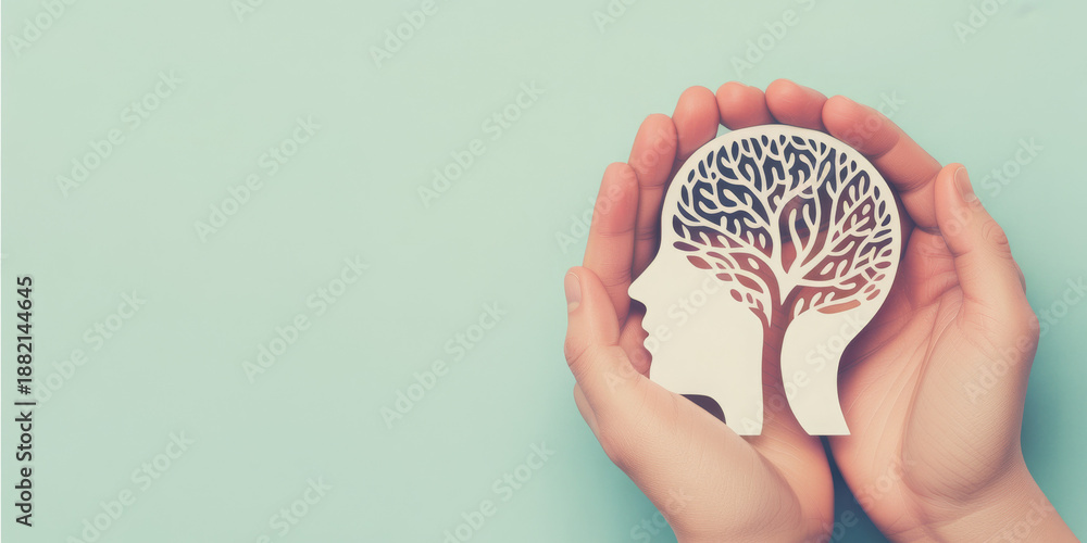 Mind, colorful tree growing, mental health, positive attitude and ...