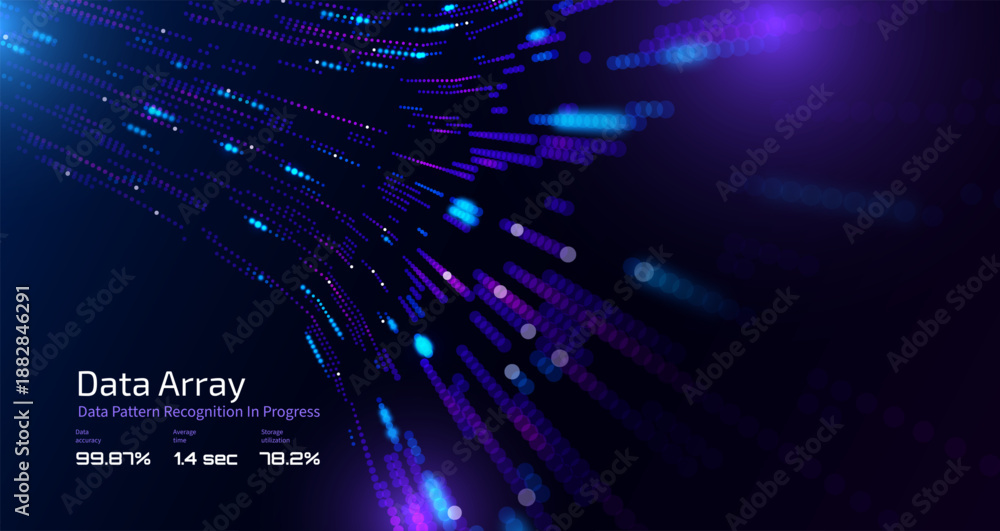 Futuristic data array visualization with flowing particle waves and ...