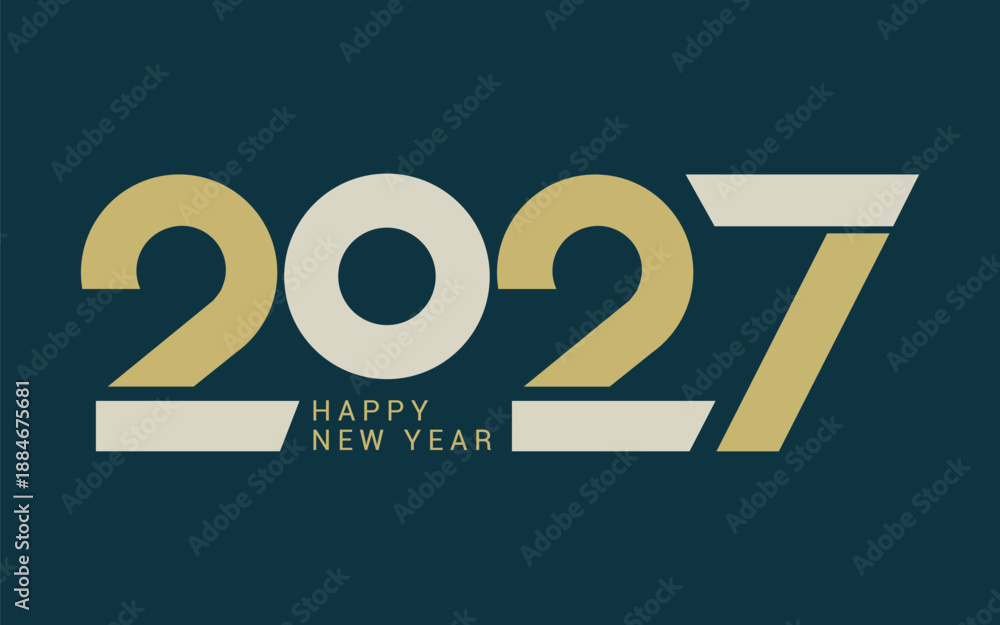 Vektor 2027, Happy New Year 2027, 2027 Logo Design template with ...