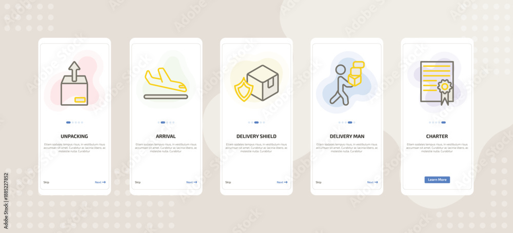 onboarding screen template for delivery mobile app ui with unpacking ...