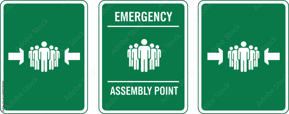 Image vectorielle Stock Emergency Assembly Point Safety Sign Evacuation ...