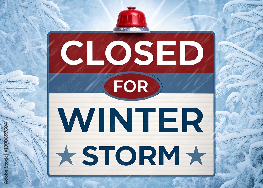 Closed for winter storm warning sign, snow, alert ,Winter Storm Weather ...