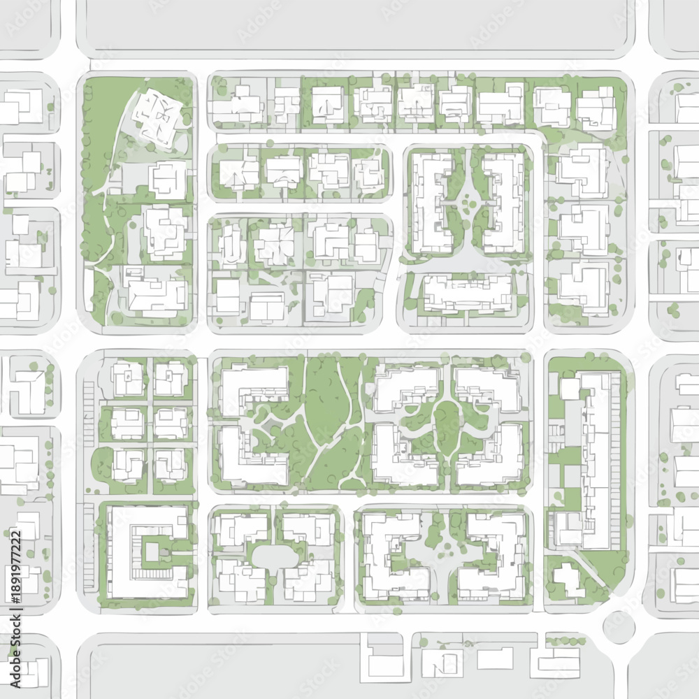 Detailed Architectural Site Plan of a Modern Residential Neighborhood ...
