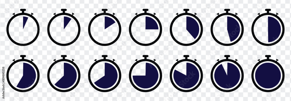 Timer icon. Stopwatch countdown sign. Stopwatch Clock with Different ...