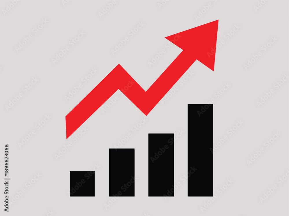 Graph diagram up icon, business growth success chart with arrow ...