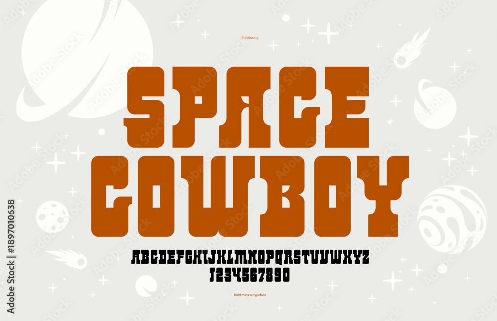 Bold serif typeface in old vintage American style, wild west, saloon ...