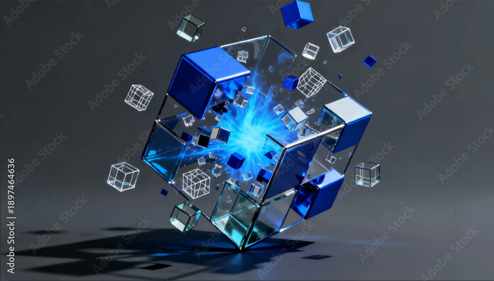 A vector 3D illustration depicting the deconstruction of a ...