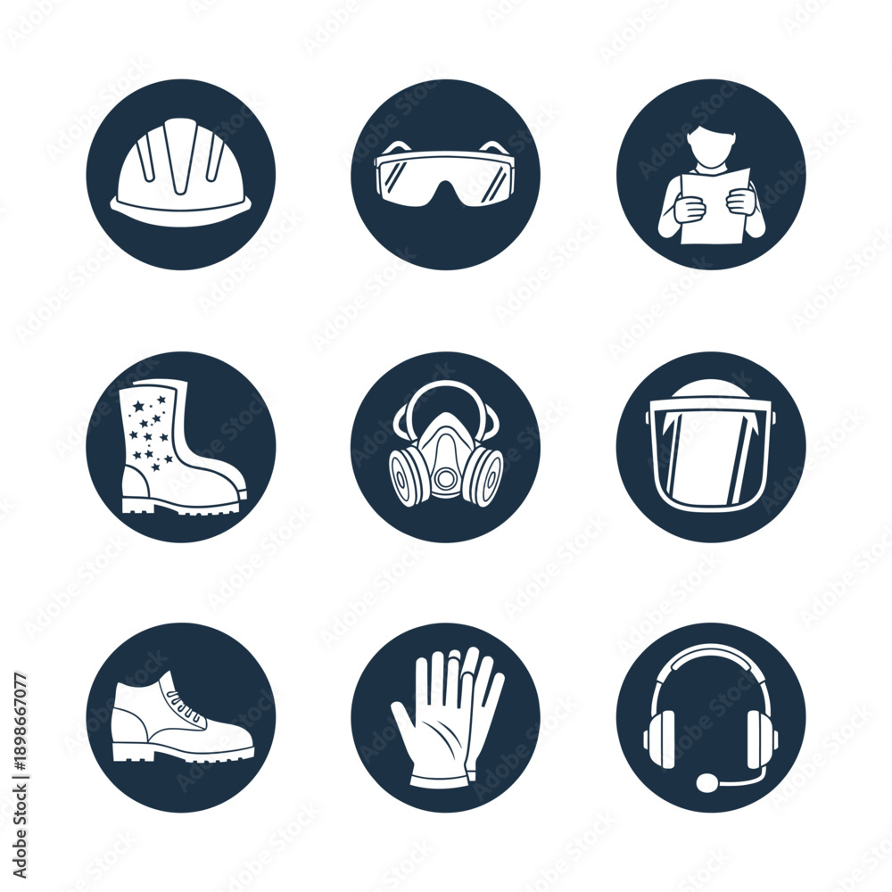 Стоковий вектор Nine essential personal protective equipment (PPE ...